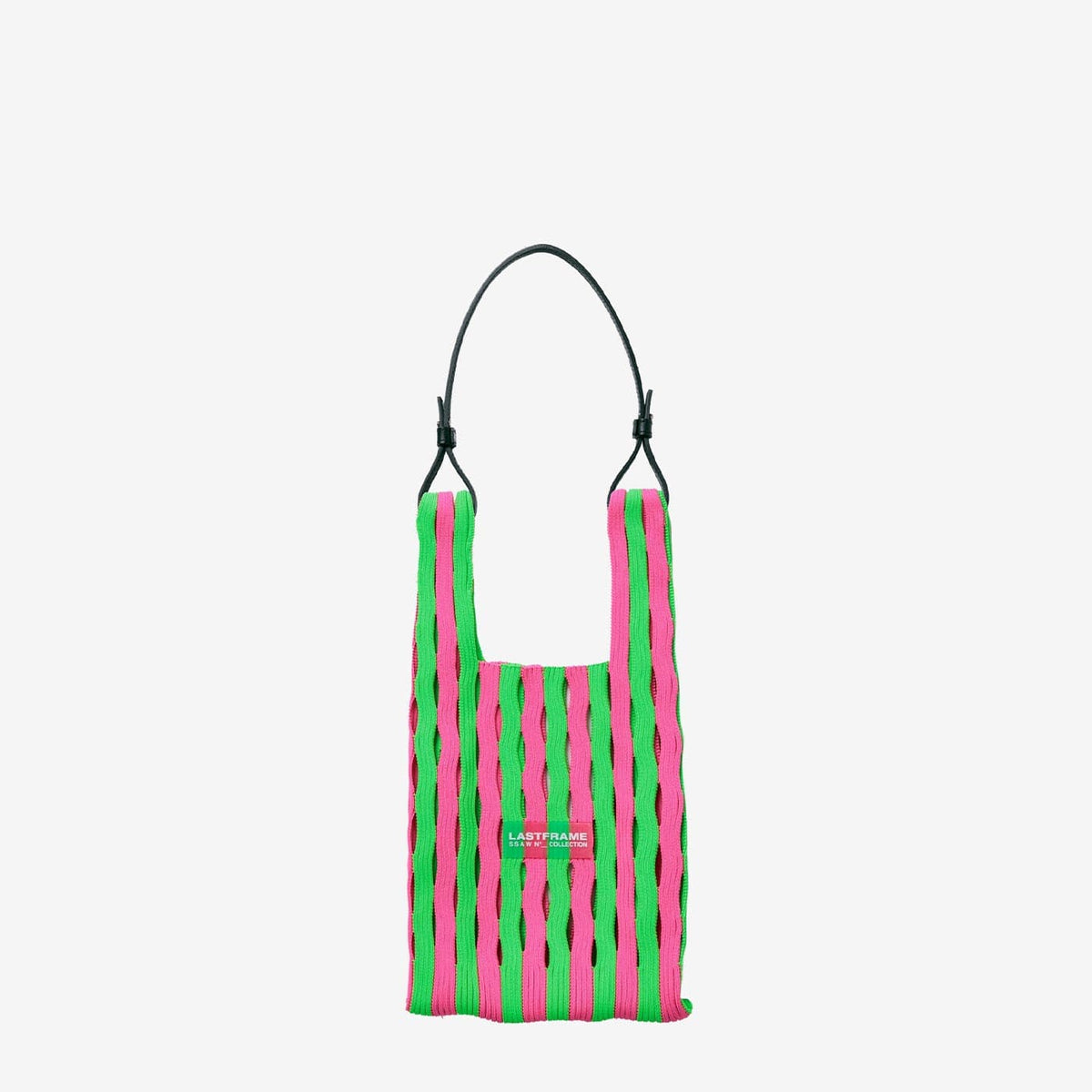 STRIPE MESH MARKET BAG SMALL / NEON GREEN × NEON PINK – LASTFRAME